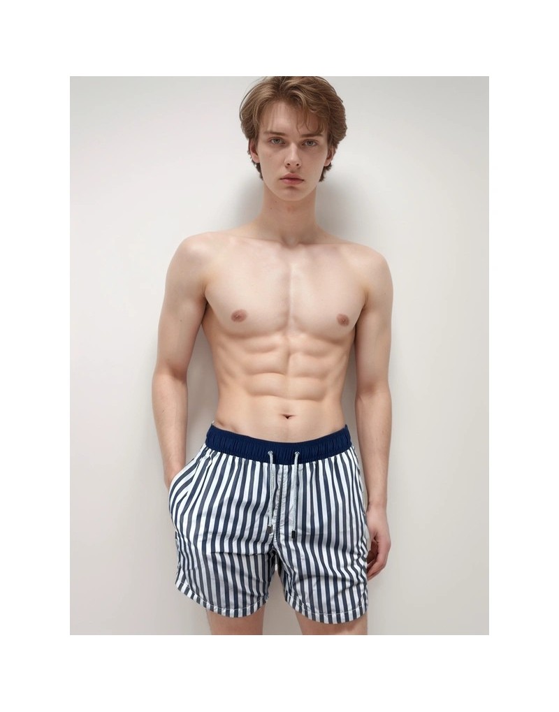 Men's Blue and White Striped Swim Trunks - Old Rowley - Durability and ...